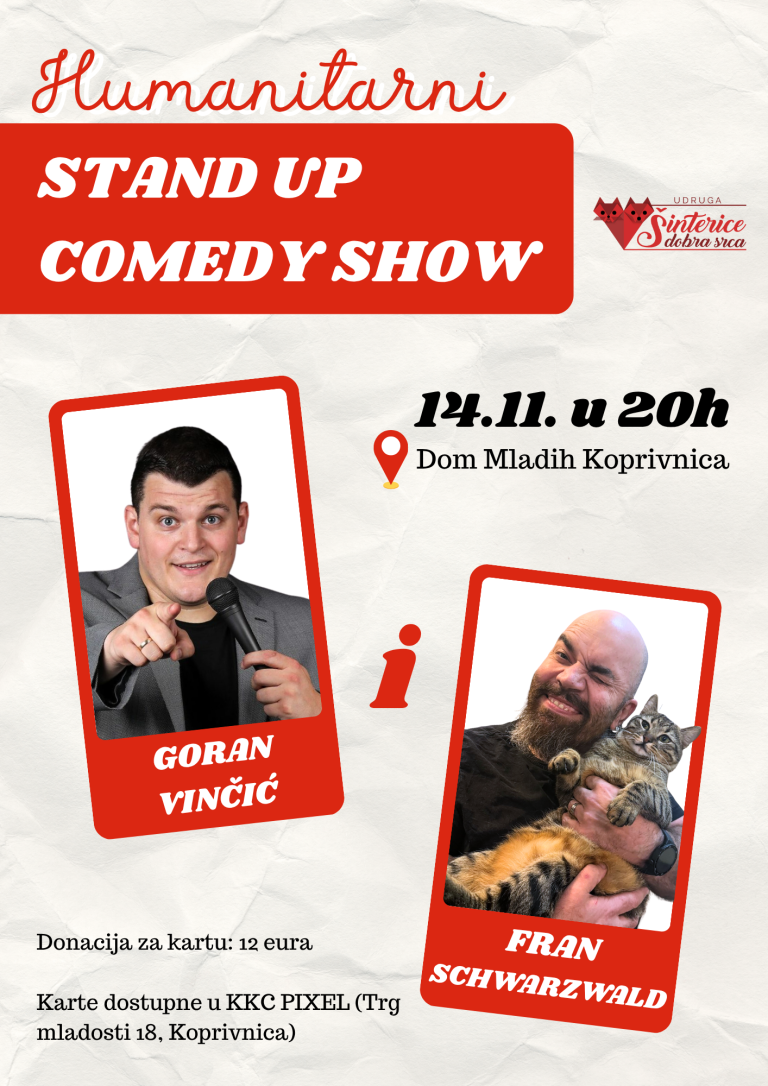 Stand-up za šapice: Goran Vinčić i Fran Schwarzwald nastupaju u ...